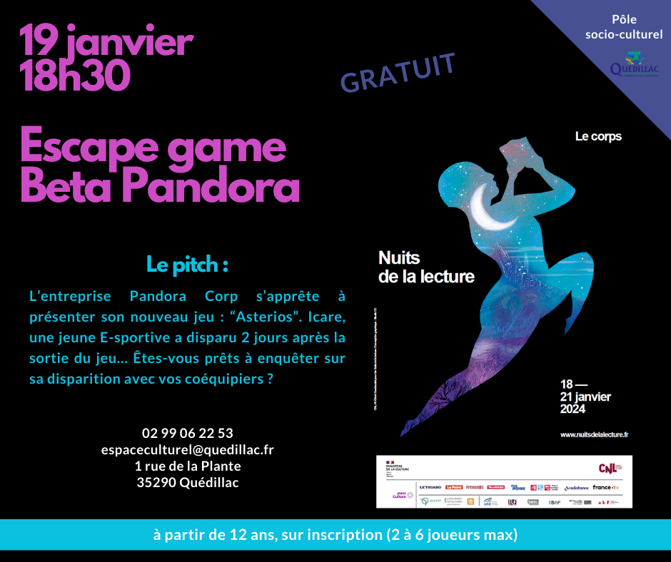 Escape-Game-Beta-Pandora-Nuit-de-la-lecture - Commune de Quédillac